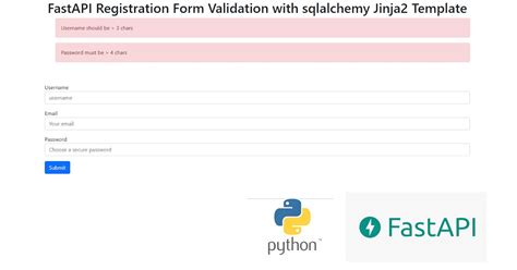 fastapi registration form validation with sqlalchemy jinja2 template