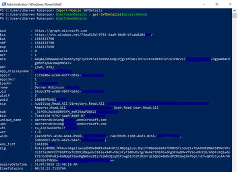 jwtdetails powershell module for decoding jwt access tokens with