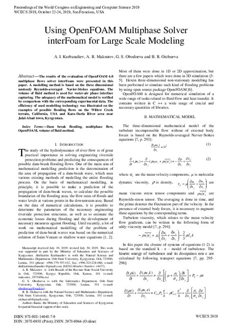 pdf using openfoam multiphase solver interfoam for large scale