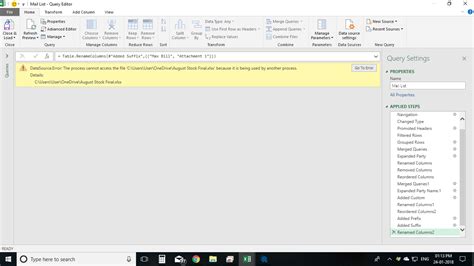 from 2 days i can t refresh query of excel file which are syncing