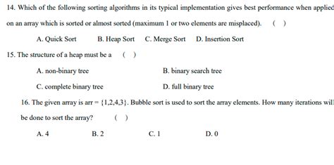 14 which of the following sorting algorithms in its