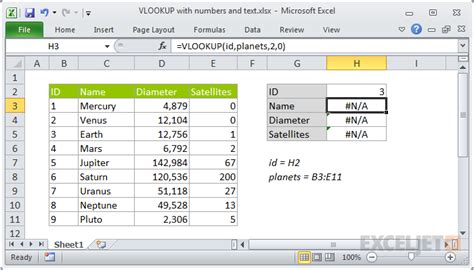 excel formula vlookup with numbers and text exceljet
