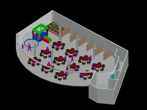 Salon De Fiestas Modelo 3d En Autocad Cad 6 56 Mb Bibliocad