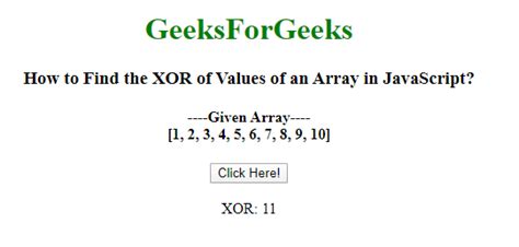 how to calculate the xor of array elements using