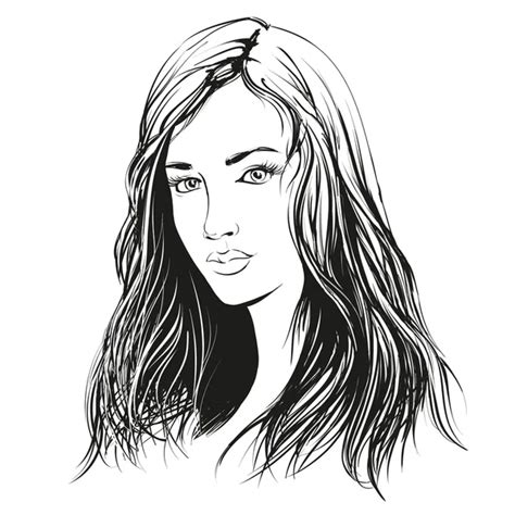 Beautiful Woman Face Hand Drawn Vector Illustration — Stock Vector