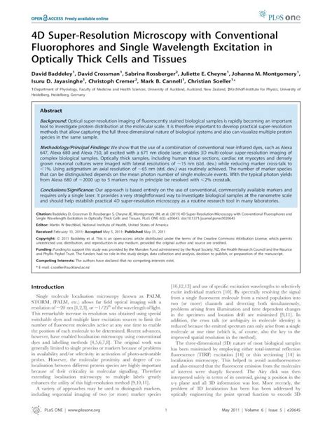 Pdf 4d Super Resolution Microscopy With Conventional Fluorophores And