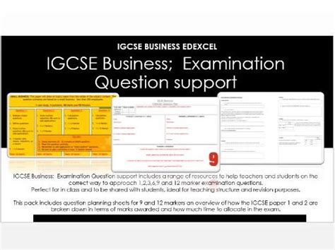 Igcse Business Examination Question Support Teaching Resources