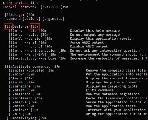 how to improve the outputs of the laravel `artisan` commands stack