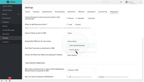operator responsible for the visitors pushed into your salesforce