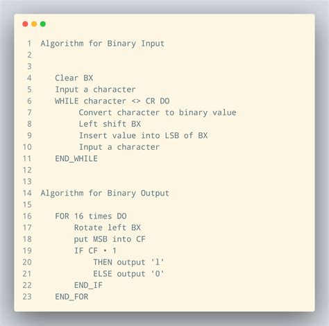 binary input output in assembly language emu8086