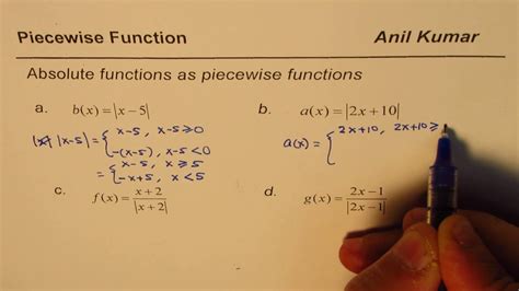 How To Write Absolute Function As Piecewise Function Youtube