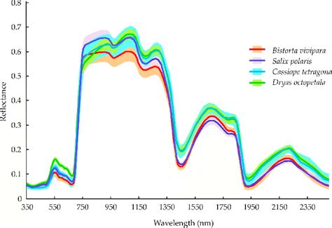 Average And Standard Deviation Strip Of Spectral Reflectance Curves
