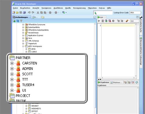 apex workspaces mit dem sql developer verwalten