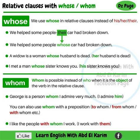 Relative Clauses With Whose Whom Relative Clauses English Grammar