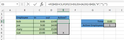 excel how do i count employees who work per hour