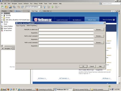 java web development how to register mysql database server and mysql