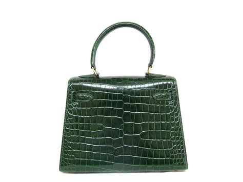 Hermes Mini Kelly Sellier Bag Vert Fonce Dark Green Crocodile Ghw 20 Cm