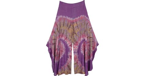 Purple Paradise Rayon Split Leg Boho Pants Purple Split Skirts