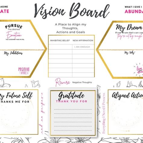 Vision Board Printable Manifesting Digital Printables Etsy