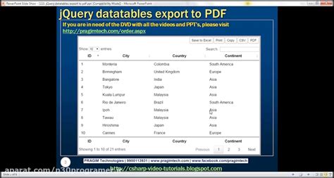 113 jquery datatables export to pdf