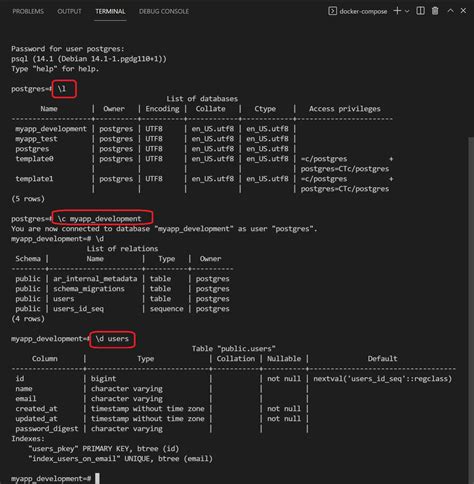 docker desktop for windowsを試してみる（9）dbコンテナ内のpostgresqlの中身を確認する