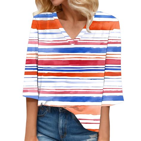 Pmuybhf Female July 4th Going Out Tops For Women Long Sleeve Plus Size