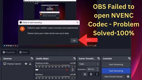 failed to open nvenc codec function not implemented please check your