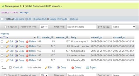 how can i show sender s last message using laravel 8 stack overflow