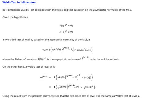 Walds Test In 1 Dimension In 1 Dimension Walds