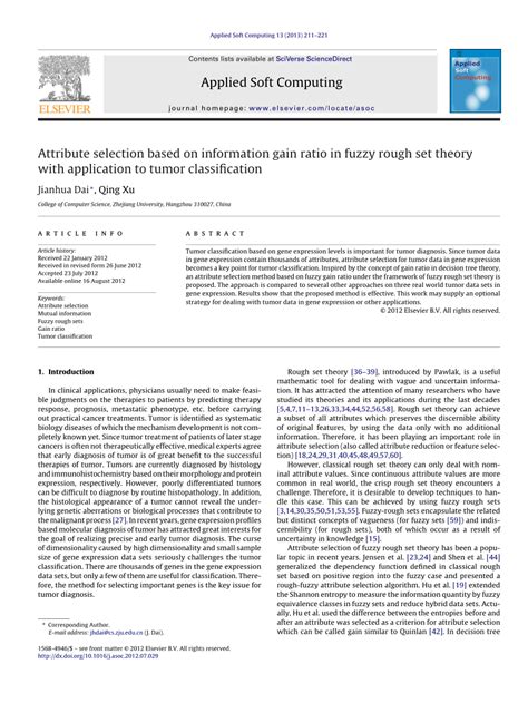 Pdf Attribute Selection Based On Information Gain Ratio In Fuzzy