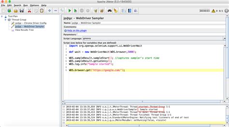 jmeter unable to use groovy webdriver scripts in webdriversampler