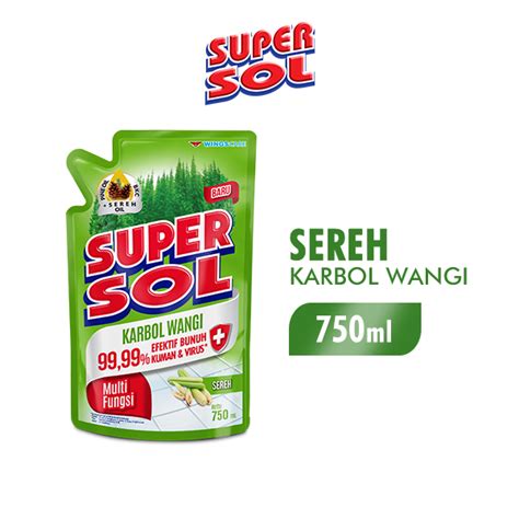Promo Supersol Karbol Wangi Sereh Pembersih Lantai Pouch 750 Ml Diskon