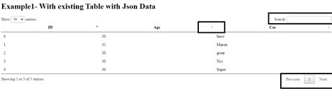 datatable with searching sorting paging using jquery