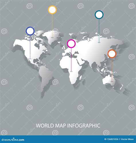 World Map Infographics With Pointer Marks Banner Vector Illustration