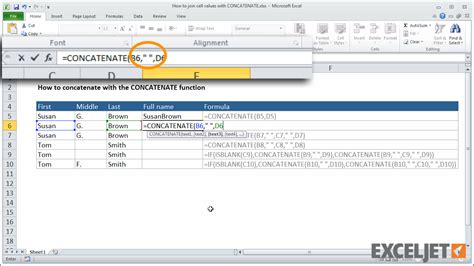 excel tutorial how to join cell values with concatenate