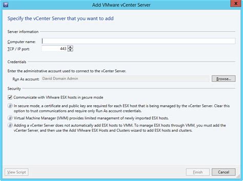 integrating vmware vcenter esx hosts and clusters with virtual machine