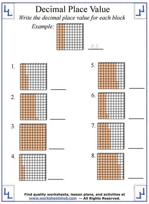 decimal place value worksheets
