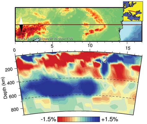 This Tomographic Image Shows P Wave Velocity Anomalies For The