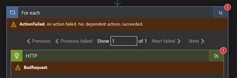 azure logic app error actionfailed an action failed no dependent