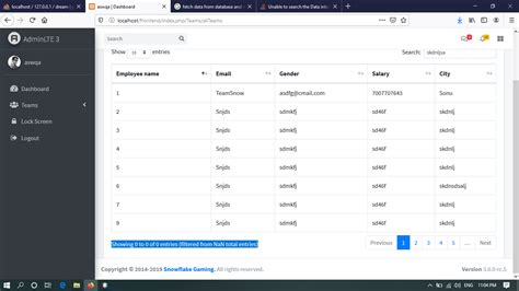 php unable to search the data into datatable using ajax codeigniter