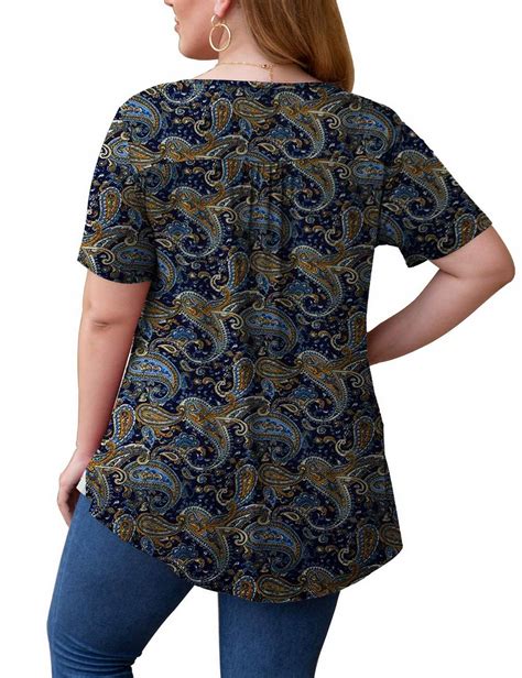 Letdiosto Womens Plus Size Tops Short Sleeve Shirts Lace Pleated Tunic