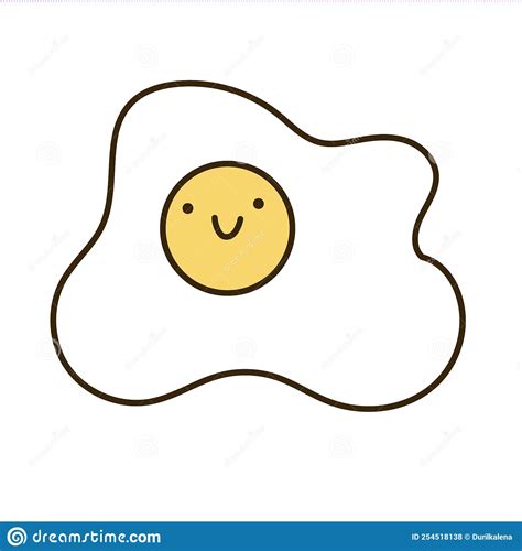 Cute Fried Egg Hand Drawn Stock Vector Illustration Of Hand 254518138