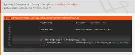 laravel php bug in syntax unexpected stack overflow