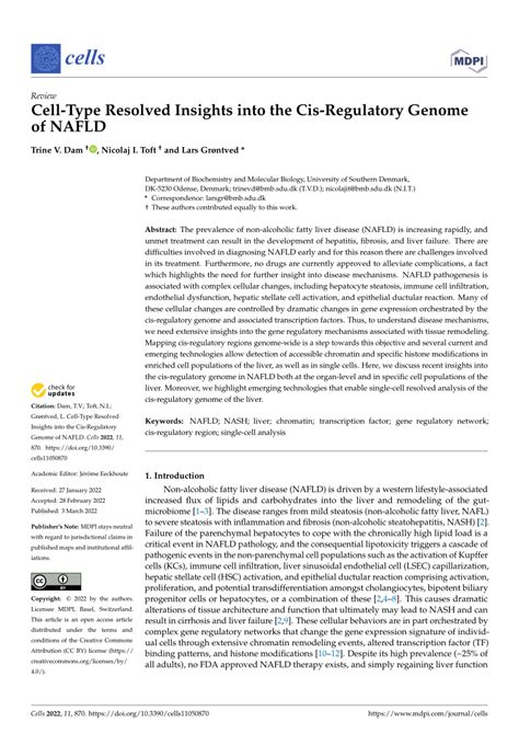 Pdf Cell Type Resolved Insights Into The Cis Regulatory Genome Of Nafld
