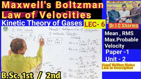 Maxwells Distribution Law Of Velocities For B Sc 2nd Maxwells