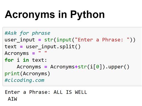 python coding on twitter acronyms in python vbbmiipt01