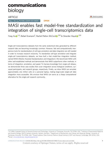 Pdf Masi Enables Fast Model Free Standardization And Integration Of
