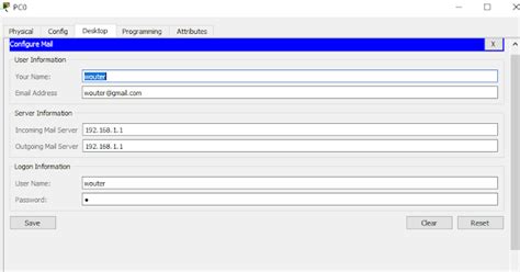 technical with practical configuration of mail server on cisco packet