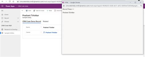dynamics 365 open a html web resource and pass form data
