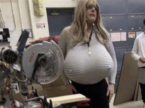 Trans Teacher With Z Size Prosthetic Breasts Dresses As Man Outside Of